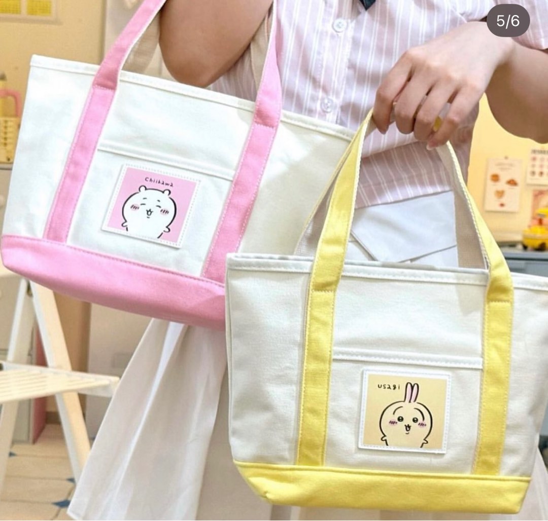 Authentic Miniso x Chiikawa / Hachiware Usagi Momonga canvas tote bag ...