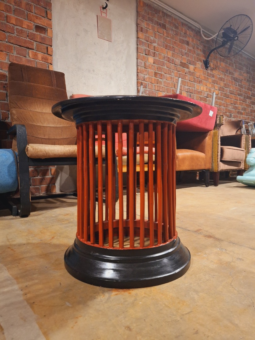 Black & Red Wooden Rattan Coffee Table | Meja Kopi Rotan Kayu Merah dan ...