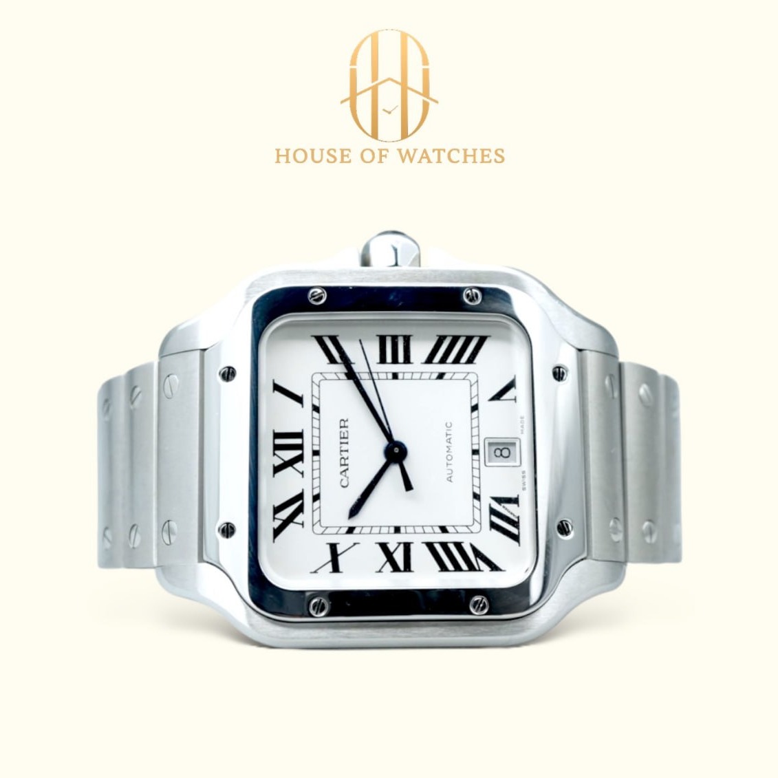 Brand New May 2025 Cartier Santos De Cartier Silver Large Model ...