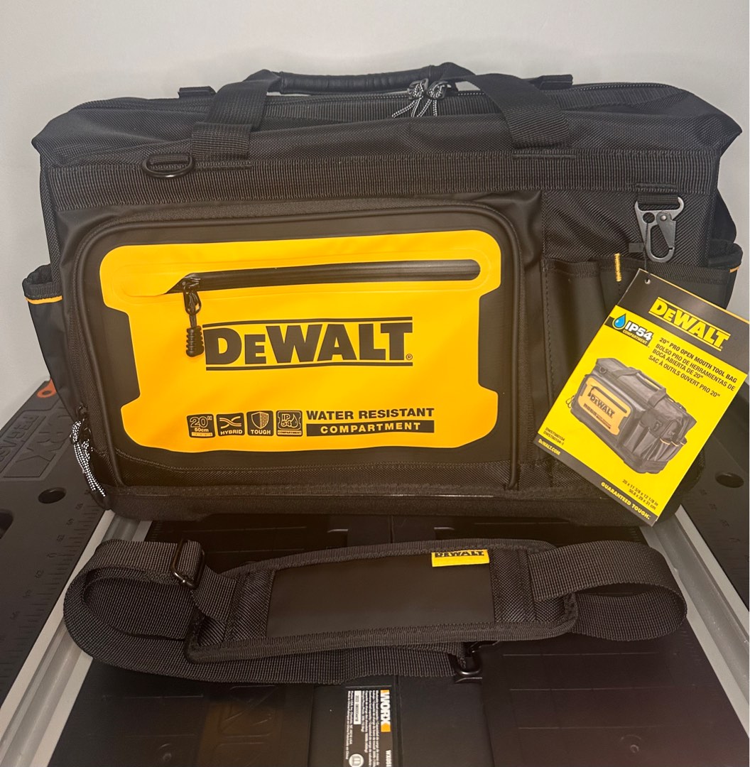 DEWALT Tool Bag, Water Resistant, Hard Bottom, 20-inch, Professional ...