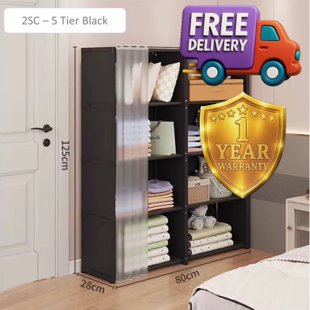 [FREE DELIVERY] Black Modular Storage Shelf | Plastic Clothes Organizer ...