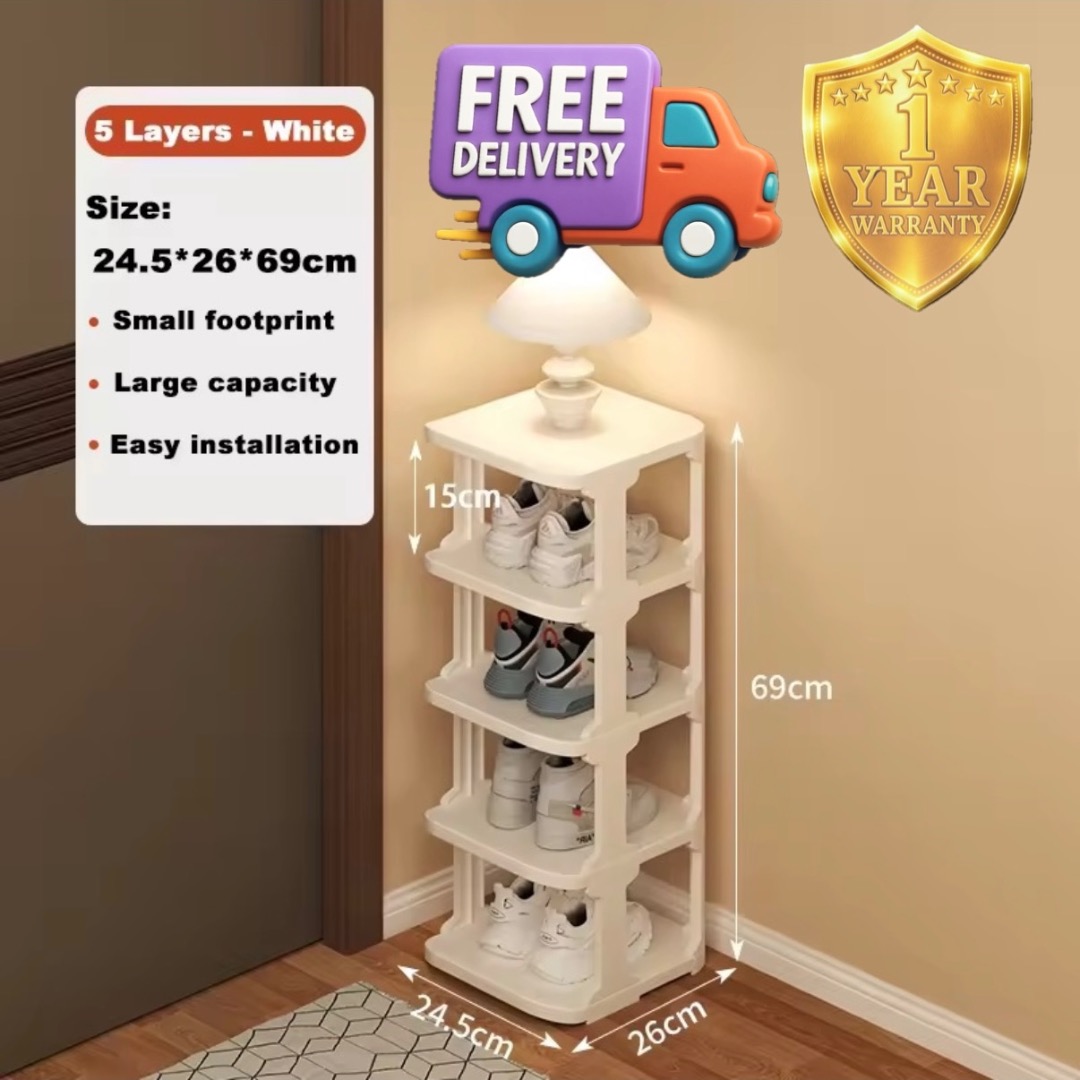[FREE DELIVERY] Corner Shoe Storage Rack | Compact 5 Tier Shoe Shelf ...