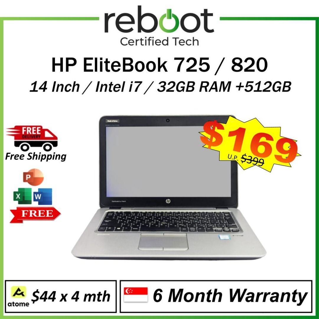 HP Intel i7 Laptop (725/820) - 32GB RAM - 512GB SSD - Free MS Office ...