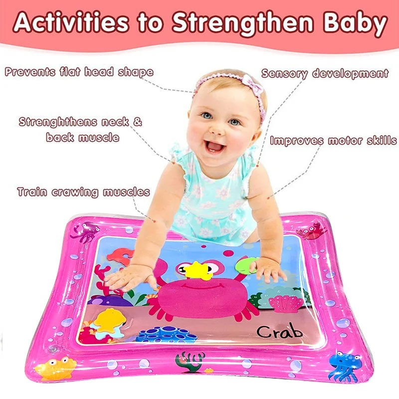 Inflatable Tummy Time Baby Water Play Mat Pink Color Premium Water Mat ...
