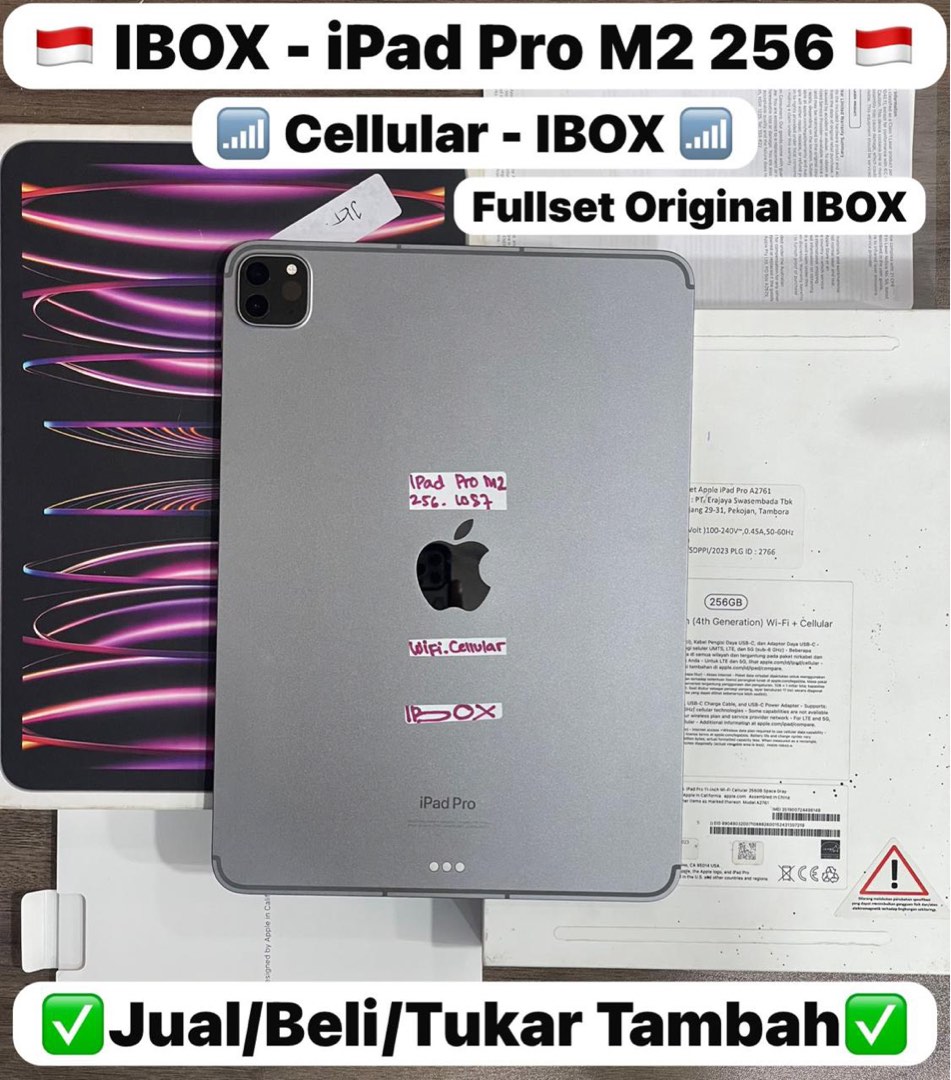 ipad pro m2 256gb second ibox wifi cellular, Telepon Seluler & Tablet ...