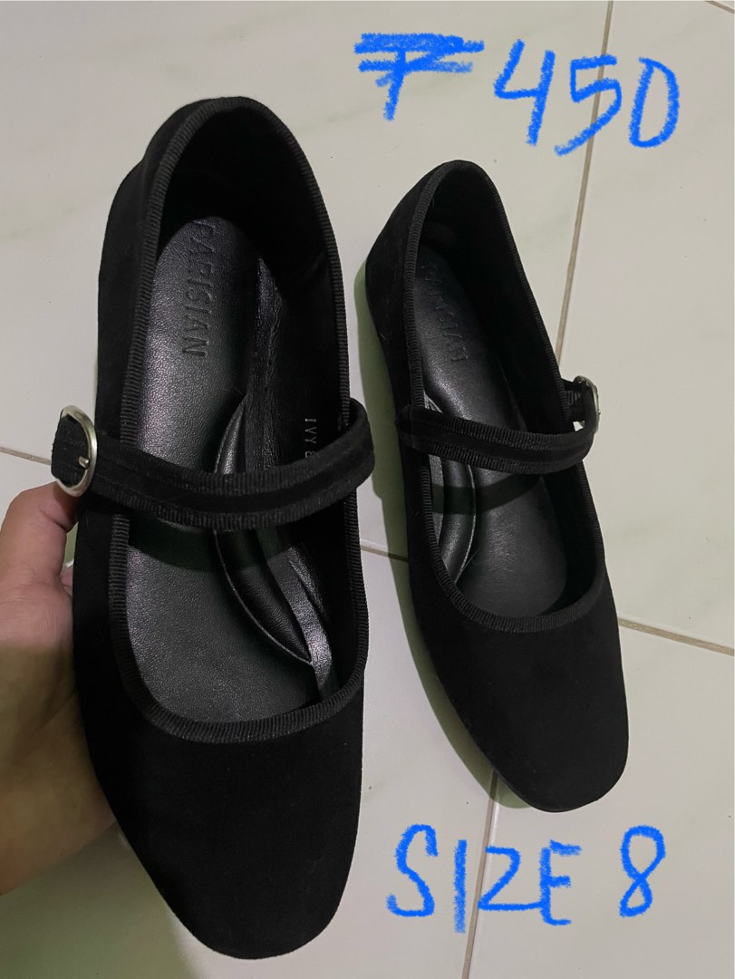 parisian black suede ballet flats, Women's Fashion, Footwear, Flats ...