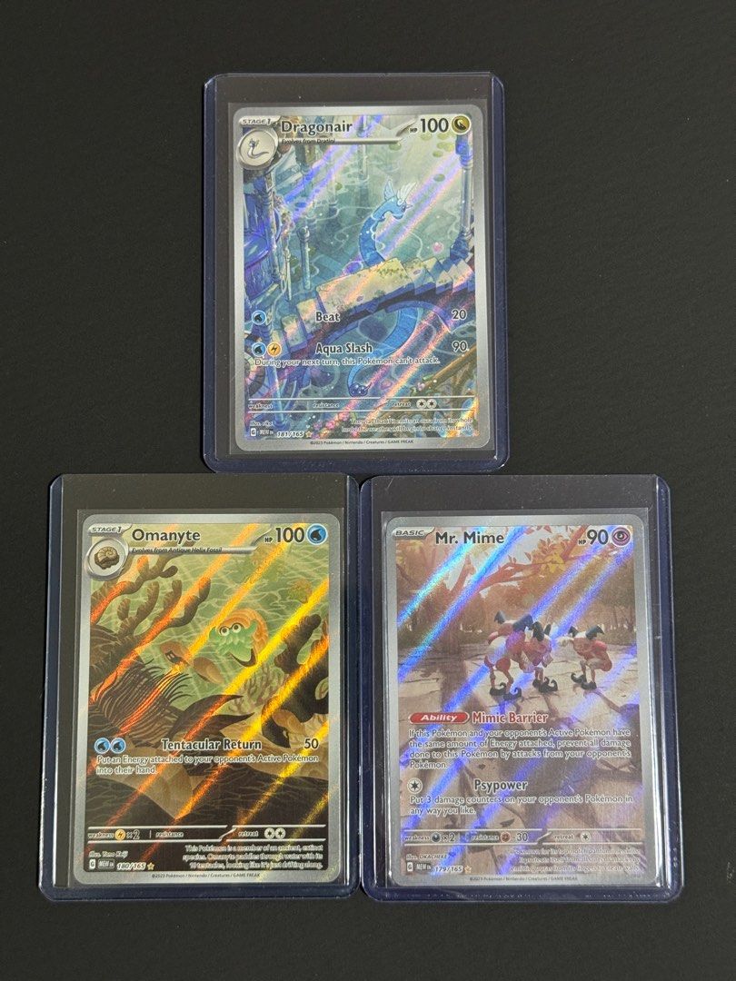 Pokémon 151 English Illustration Rare (IR) Cards (Dragonair, Omanyte ...