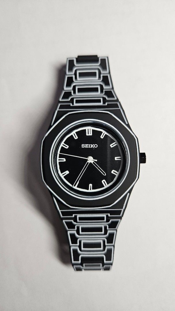 Seiko mod Manga Casioak 3D styled stealth black-out dial watch comic ...