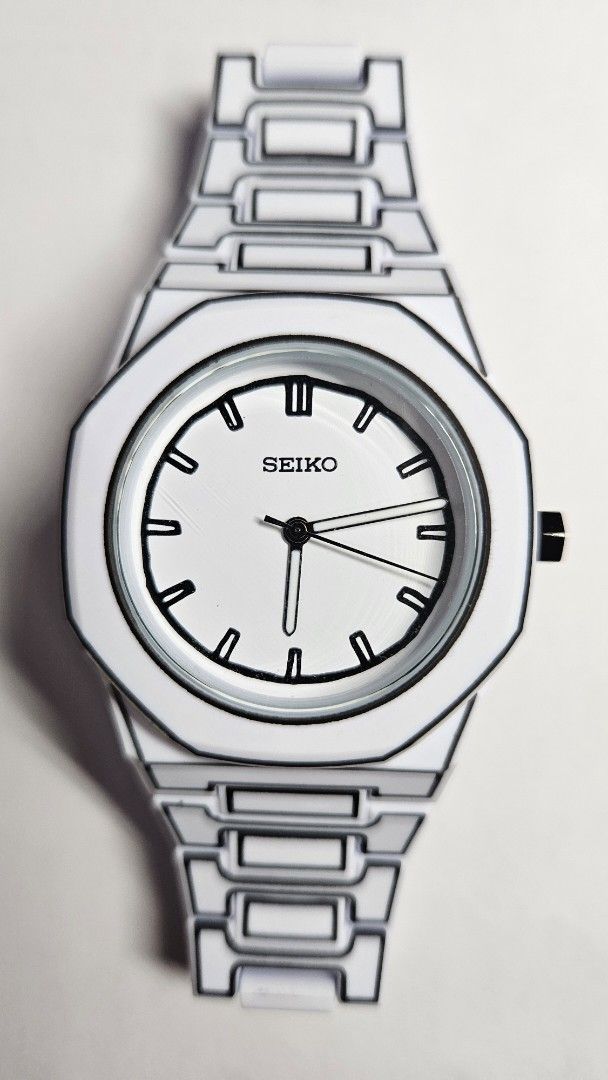 [NDP Special Discount!] Seiko mod Manga Casioak 3D styled white watch ...