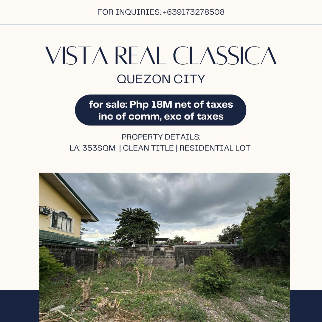 vista real classica, quezon city 353sqm lot for sale, Property, For ...