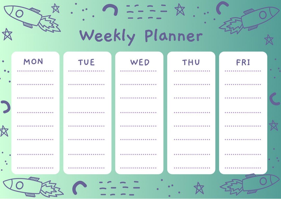 weekly planner template (printable and customisable), Computers & Tech ...