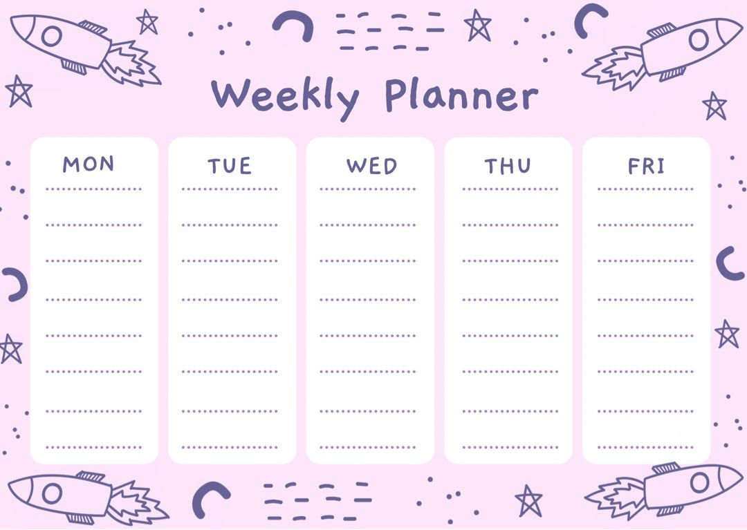 weekly planner template (printable and customisable), Computers & Tech ...