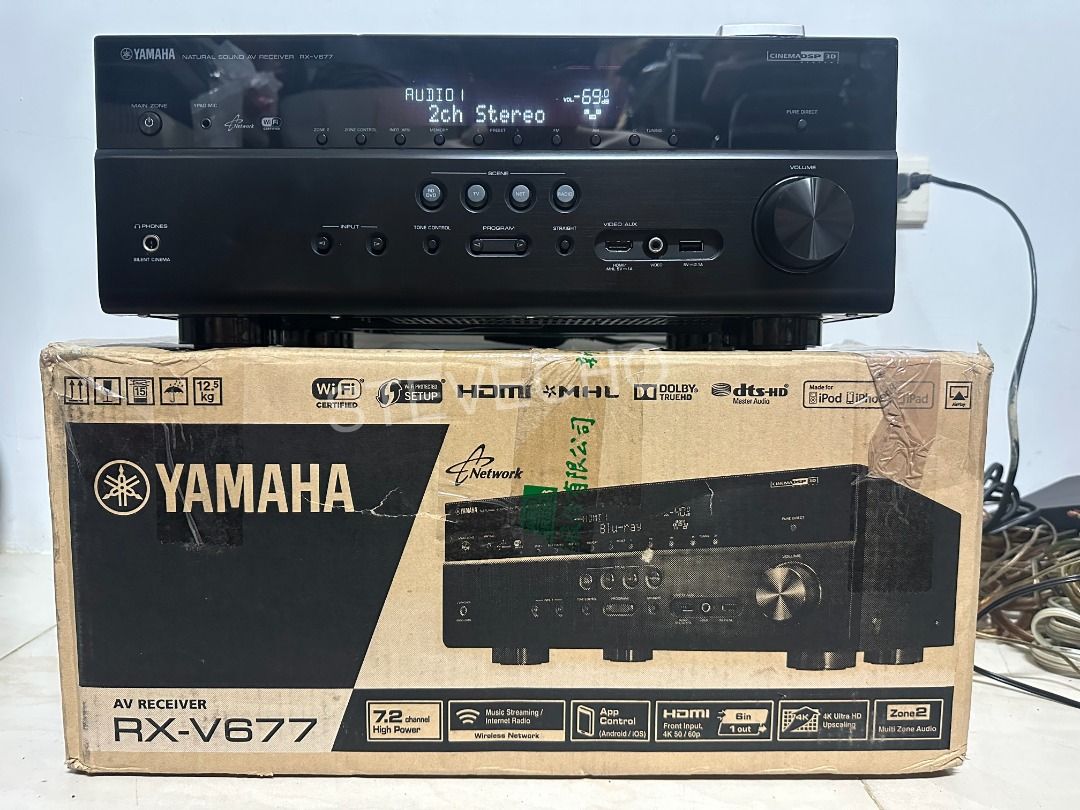 展示機如新~YAMAHA RX V677 收音劇院 7.2 環繞擴大機 4K 3D /HDMI WI-FI 含全配遙控器, 耳機及錄音音訊設備 ...