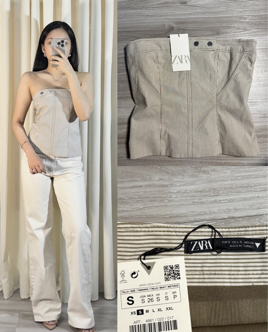 Zara Pinstripe Tube Top, Women's Fashion, Tops, Sleeveless on Carousell
