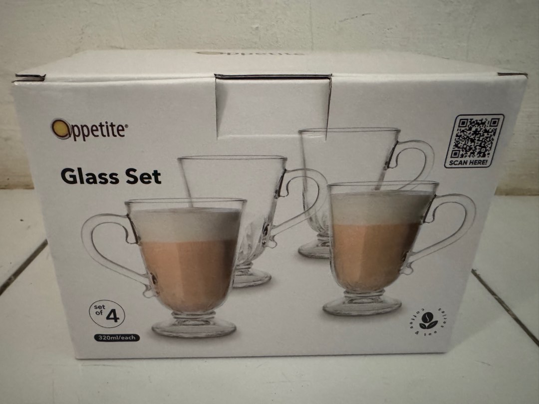 Appetite 320 ml Set 4 Pcs Gelas Kaca Cup Gelas Beling Wadah Minuman ...