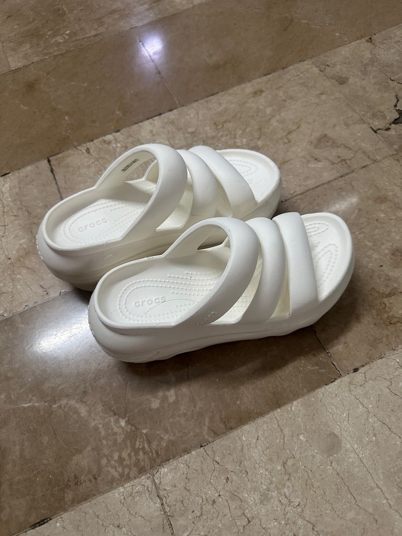 Crocs triple strap, Women's Fashion, Footwear, Slippers and slides on ...