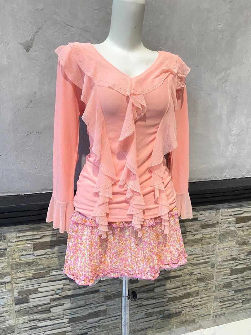 fairycire coquette babypink layers ruffle folar cute rare kawaii lolita harajuku peri morikei ...