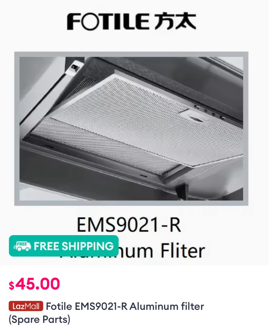 Fotile EMS9021-R Carbon Filter (Spare Parts), Furniture & Home Living ...