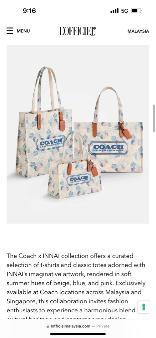 Coach X INNAI, Luxury, Bags & Wallets on Carousell