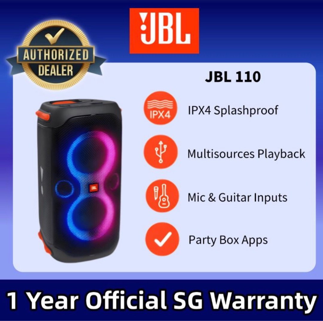 JBL Party Box 110 Portanle Party Speaker Super Loud Black Brand new 1 ...