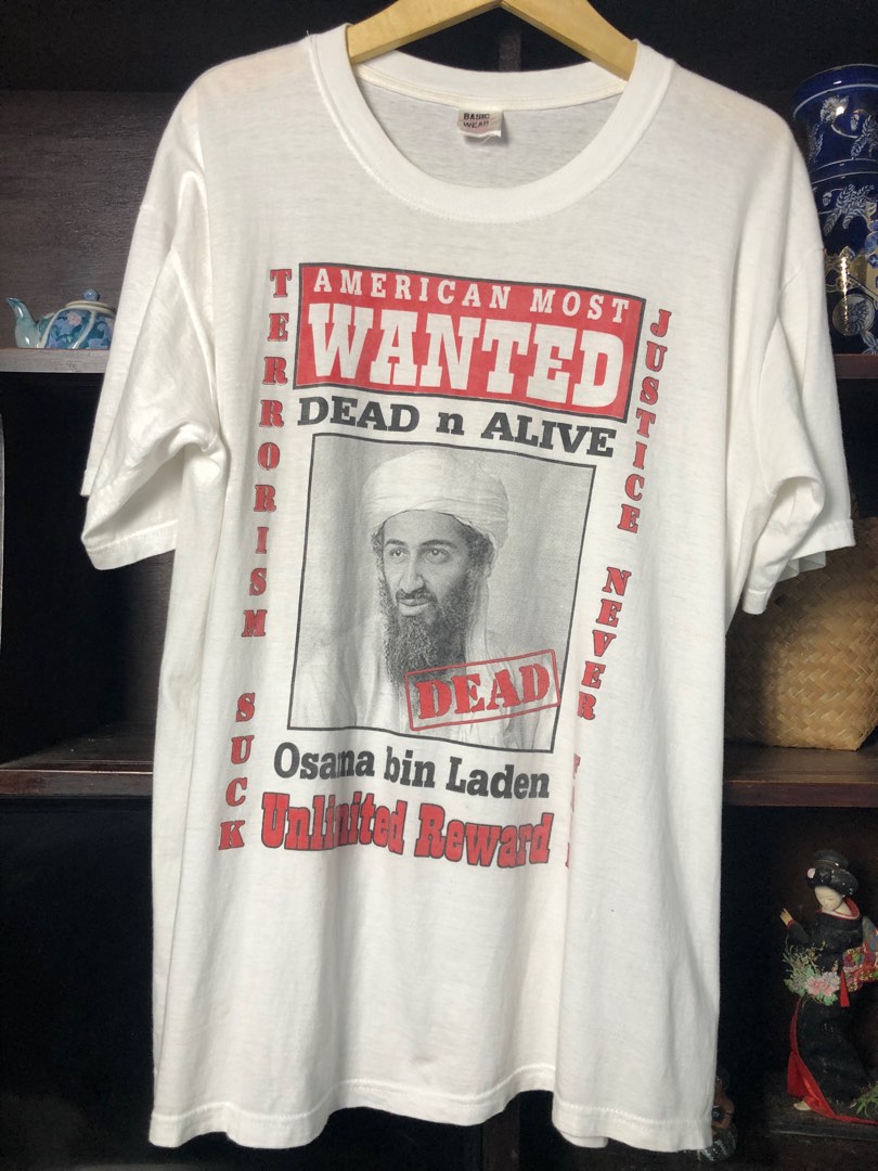 Kaos Vintage Osama Bin Laden Al-Qaeda, Fesyen Pria, Pakaian , Atasan di ...