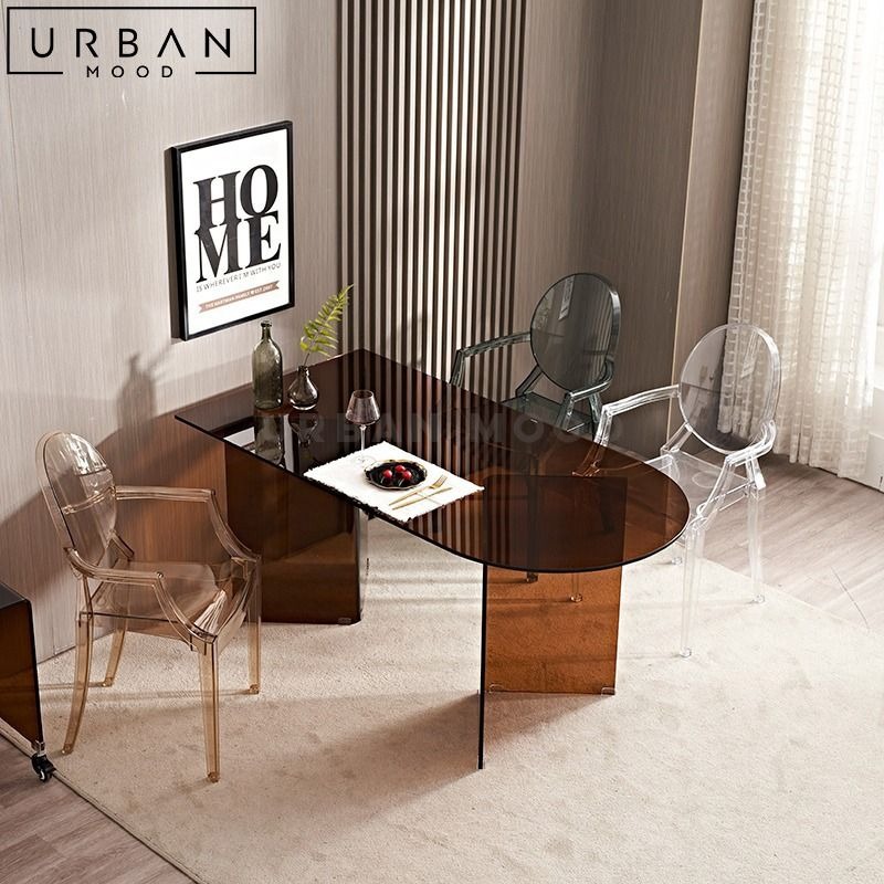 MARKUS Minimalist Glass Dining Table, Furniture & Home Living ...