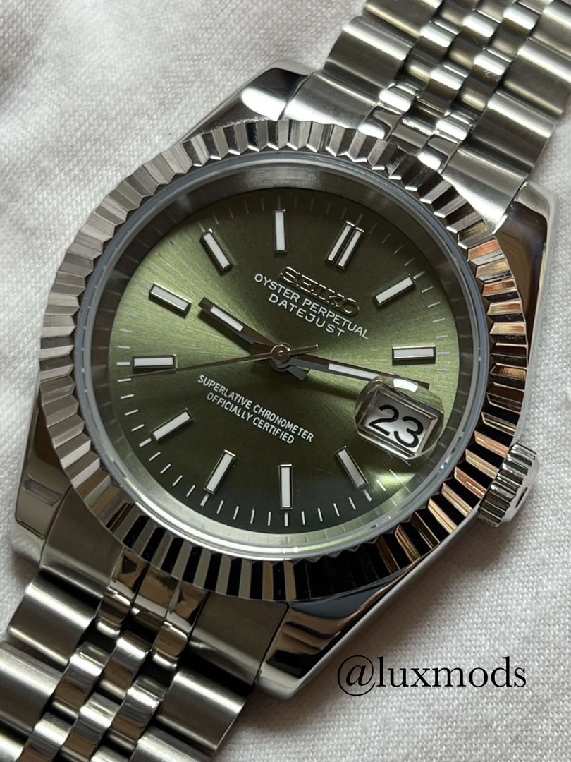 OLIVE GREEN DATEJUST SEIKO MOD, Men's Fashion, Watches & Accessories ...