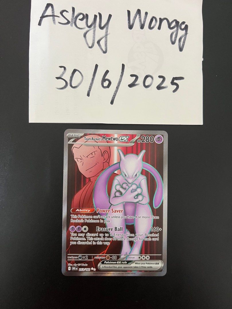 Pokemon TCG Team Rocket’s Mewtwo UR FA 213/182 SV10 Destined Rivals, Hobbies & Toys, Toys ...