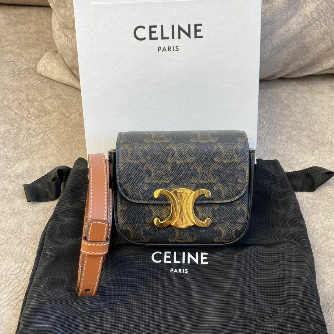 PREOWNED CELINE MINI CLAUDE IN TRIOMPHE CANVAS AND CALF SKIN(W-SD-2232 ...