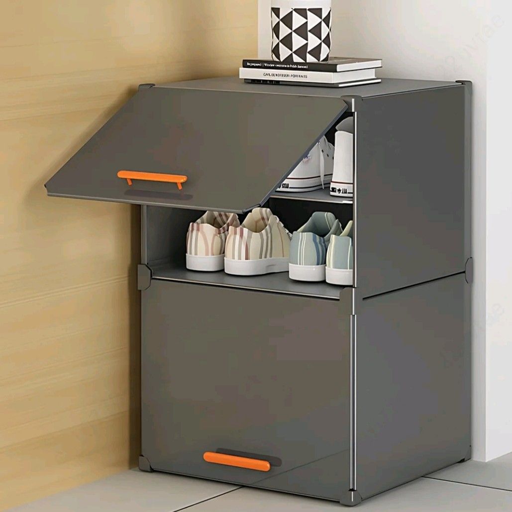 Shoe Cabinet With Doors | Stackable Shoe Storage Box | Flip Door Shoe ...