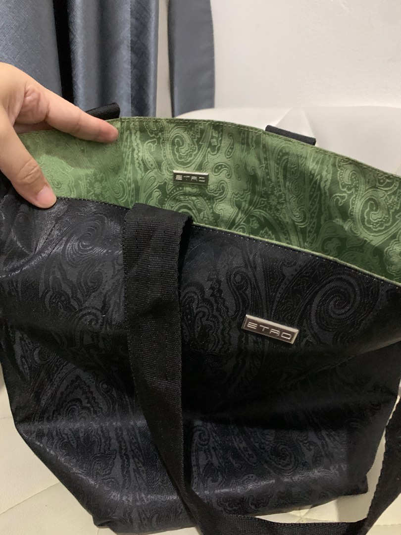 Tote bag etro reversible bag bolak balik hijau hitam nilon preloved, Barang Mewah, Tas & Dompet ...