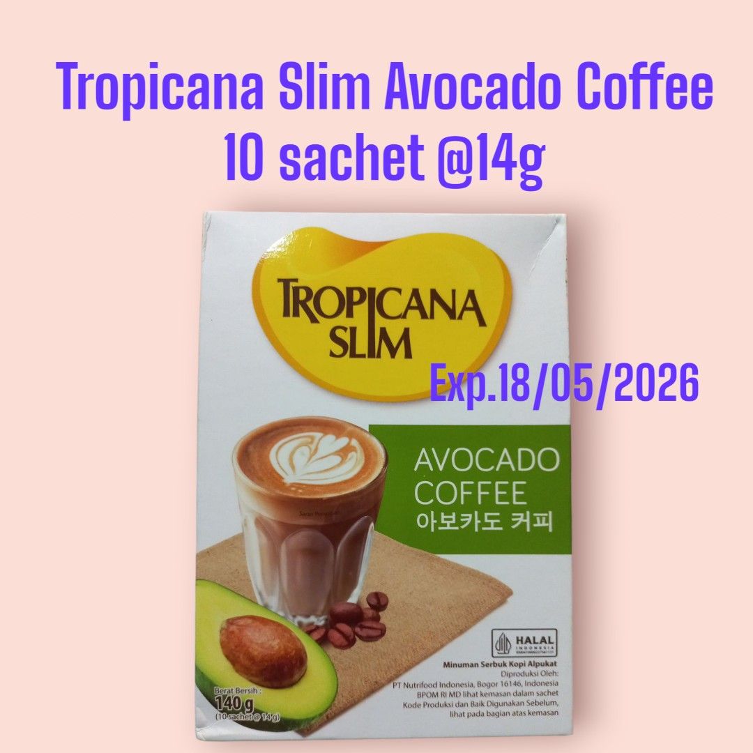Tropicana Slim Avocado Coffee 10 Sachet - Kopi Susu Nikmat Tanpa Gula ...