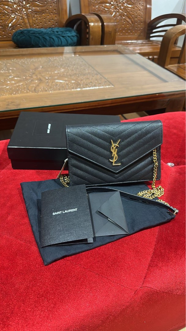 YSL woc grain leather complete set with receipt 2018, dustbag, box and ...