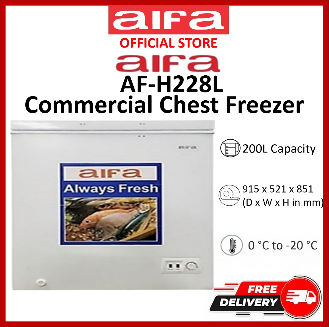 Aifa Commercial Chest Freezer, Top Opening Door, 200L Capacity - AF ...