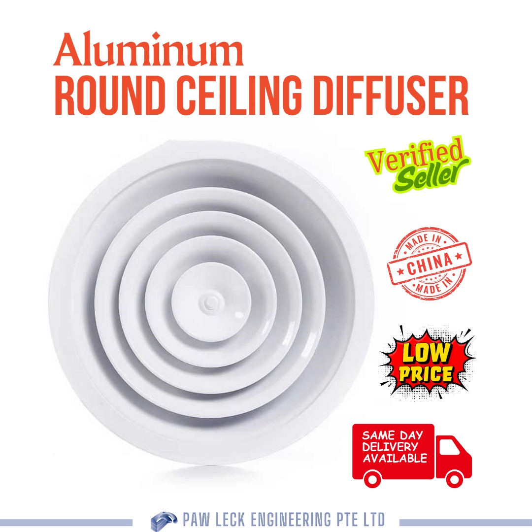 Aluminum Round Ceiling Diffuser with Fan Blade Damper #HVAC Ventilation ...