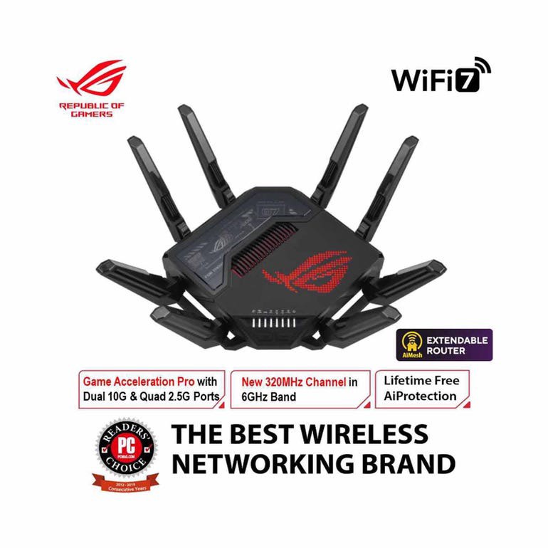ASUS ROG Rapture GT-BE98 BE25000 Quad-band WiFi 7 (802.11be) Gaming ...