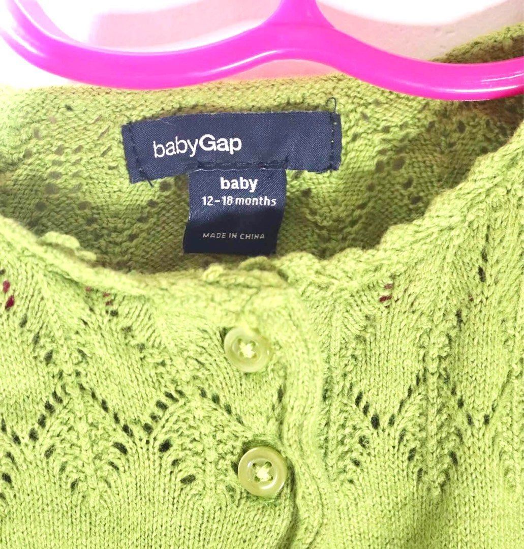 #97 Baby Gap 12-18 Months Green Button Knitted Cardigan Long sleeves ...