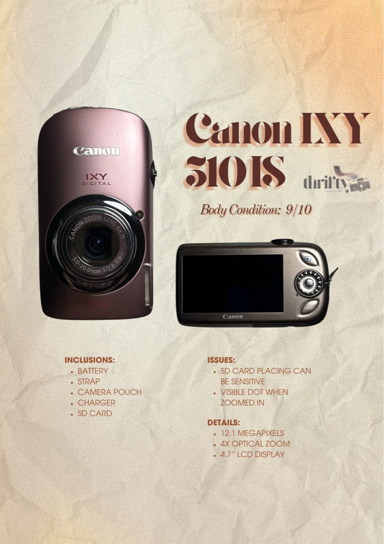 Canon Ixy 510 IS, Photography, Cameras on Carousell