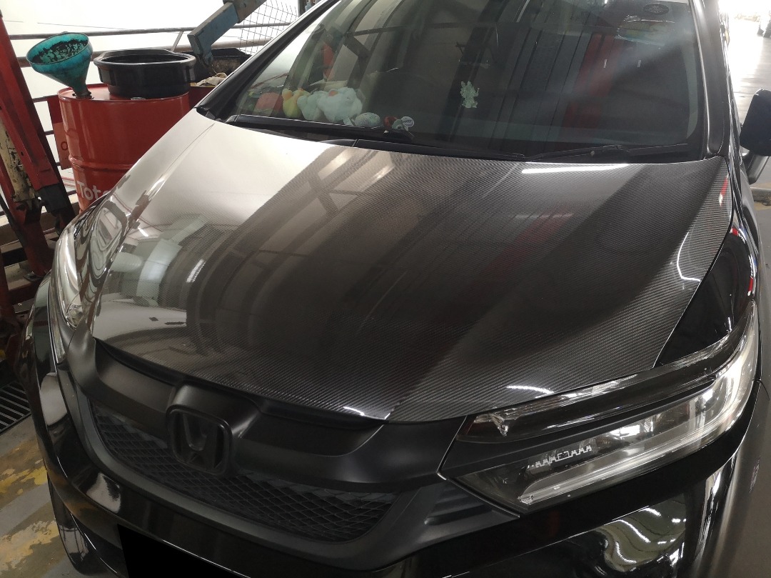 Carbon Fibre Look CF Car Bonnet Hood Vinyl Wrap, Car Accessories ...