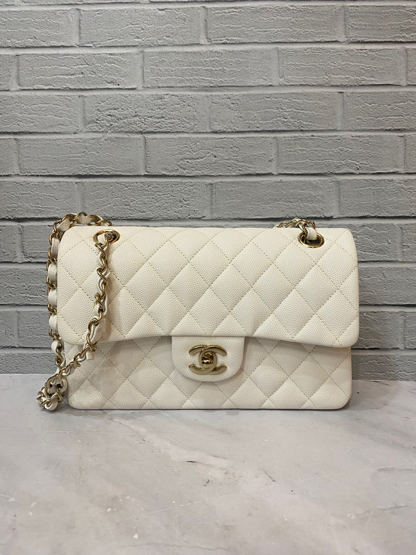 Chanel classic small white caviar LGHW CHIP 2023 Size 22 x 12 x 6 cm ...