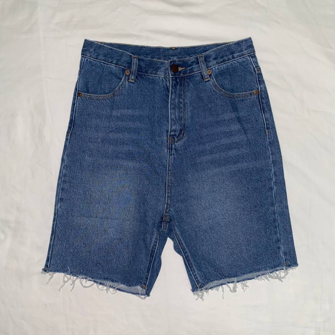 dark blue denim baggy jorts | ulzzang aesthetic korean y2k cute ...