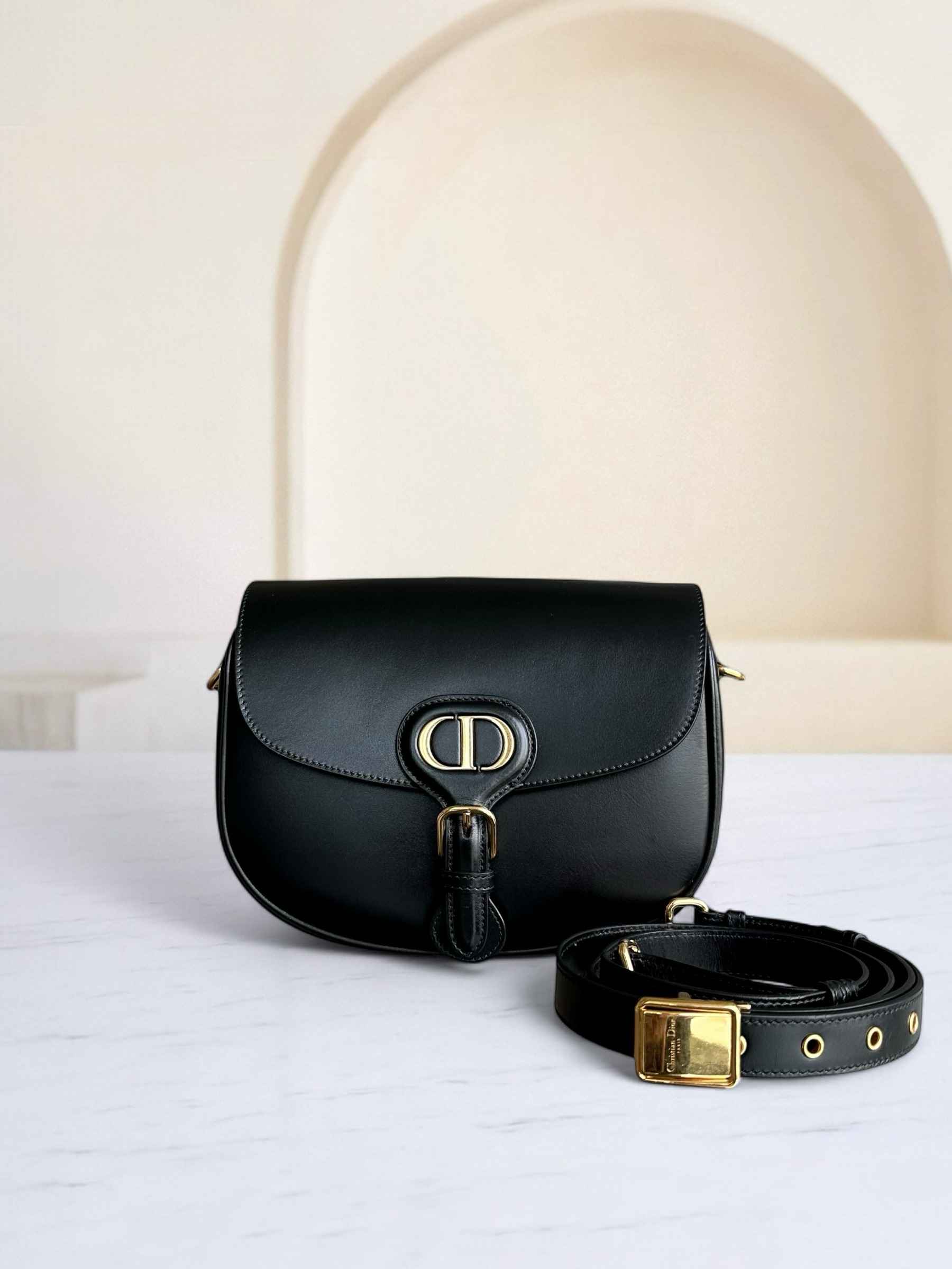 Dior Bobby Medium - Smooth Calfskin Black Gold Hardware, Luxury, Bags ...