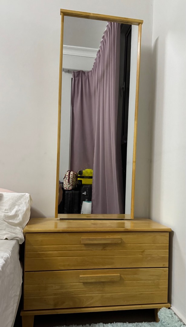 Dressing table with sliding mirror storage, Furniture & Home Living ...