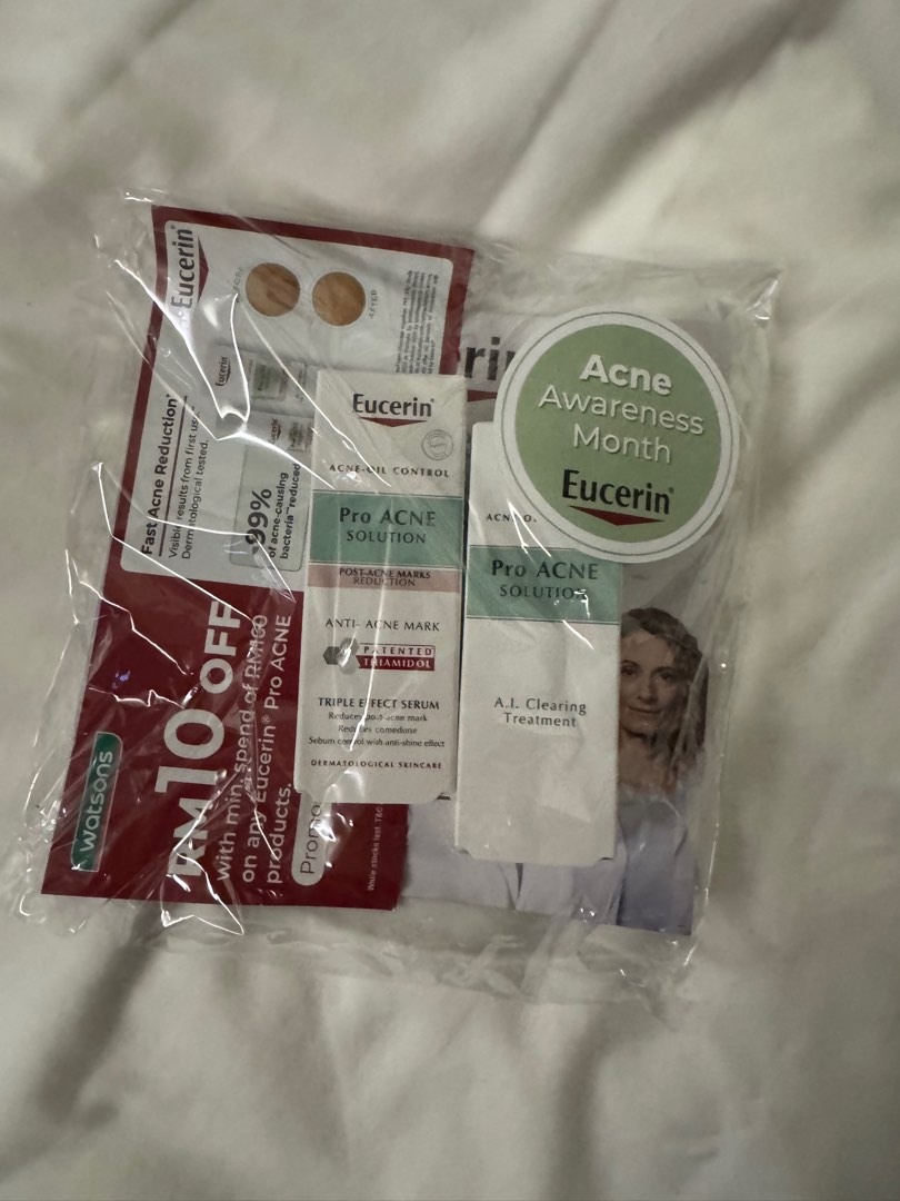 Eucerin Acne sample set with RM10 voucher, Beauty & Personal Care, Face ...