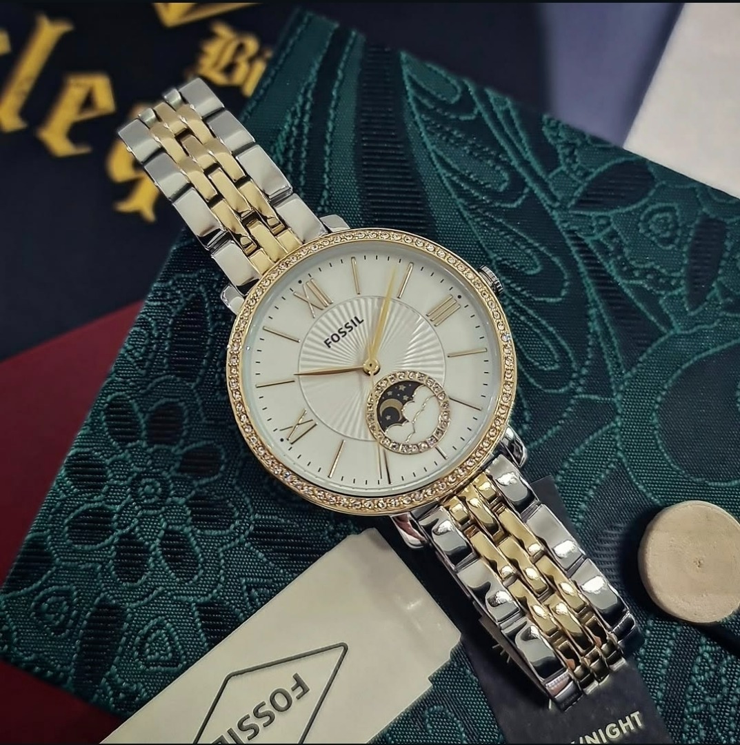 Fossil ES5166 Jacqueline Sun Moon Multifunction Watch in Two-Tone Gold / Silver Stainless Steel ...