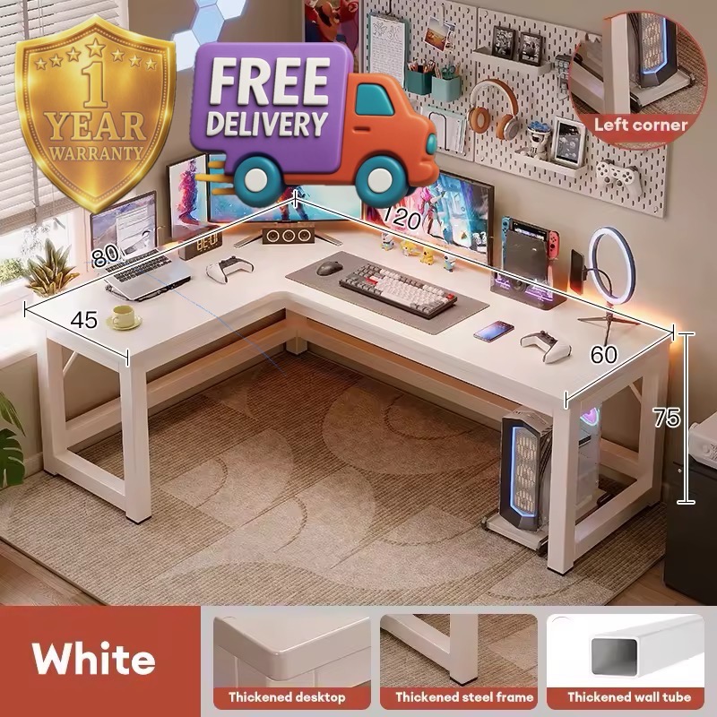 [FREE DELIVERY] L Shaped Study Desk | Corner Gaming Computer Desk ...