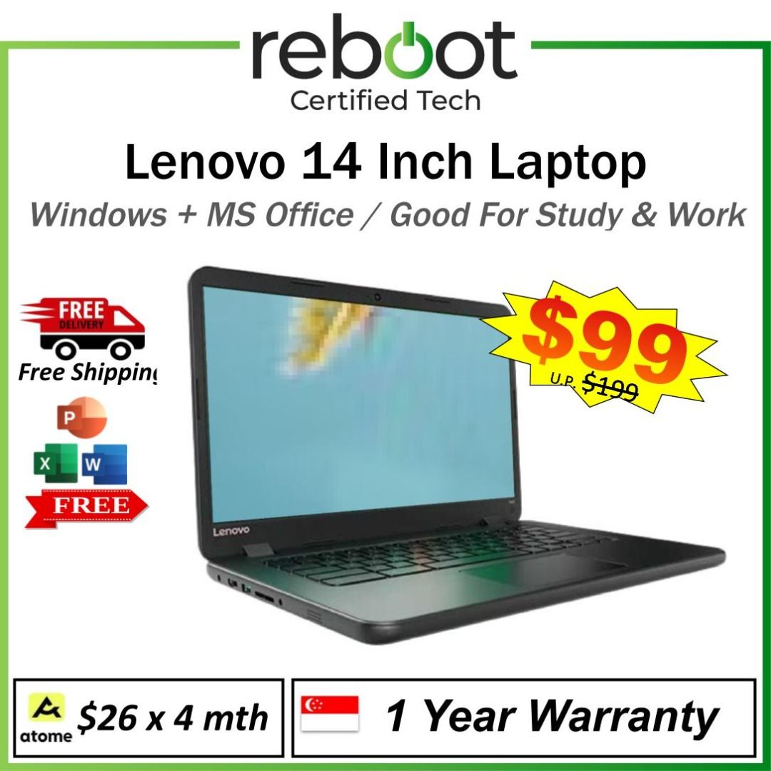 Lenovo 12 Inch Laptop - Available Lenovo 14 Inch - Free MS Office ...