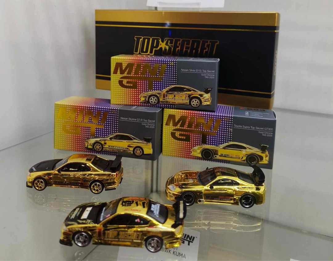 Mini GT TOP SECRET Tokyo Auto Salon 2025 Gold Chrome Set Limited ...