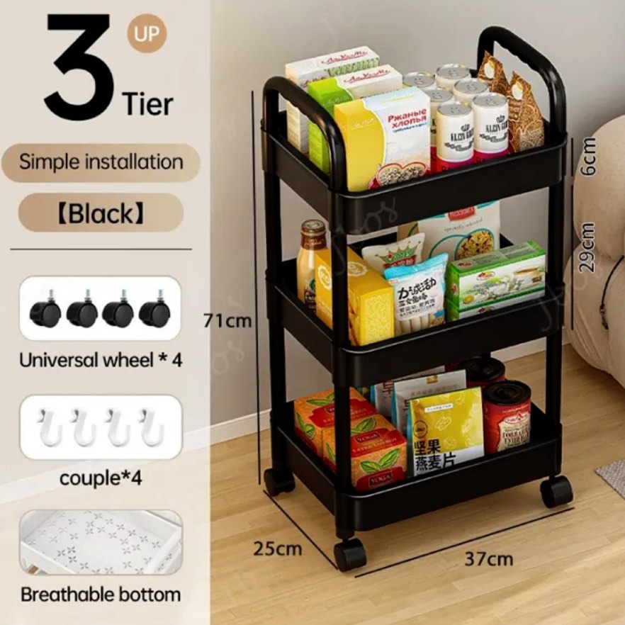 Multi Tier Trolley | Kitchen Supply Rack | Rolling Storage Cart | Mobile Utility Cart | Bathroom ...