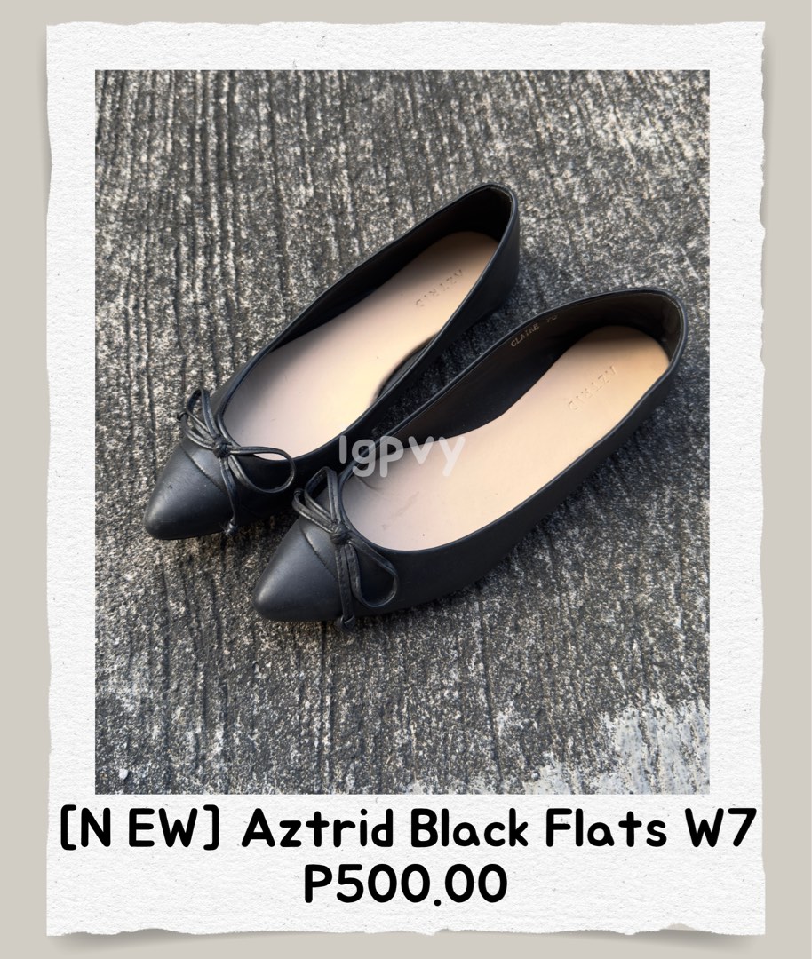 NEW Aztrid Black flats W7, Women's Fashion, Footwear, Flats & Sandals on Carousell